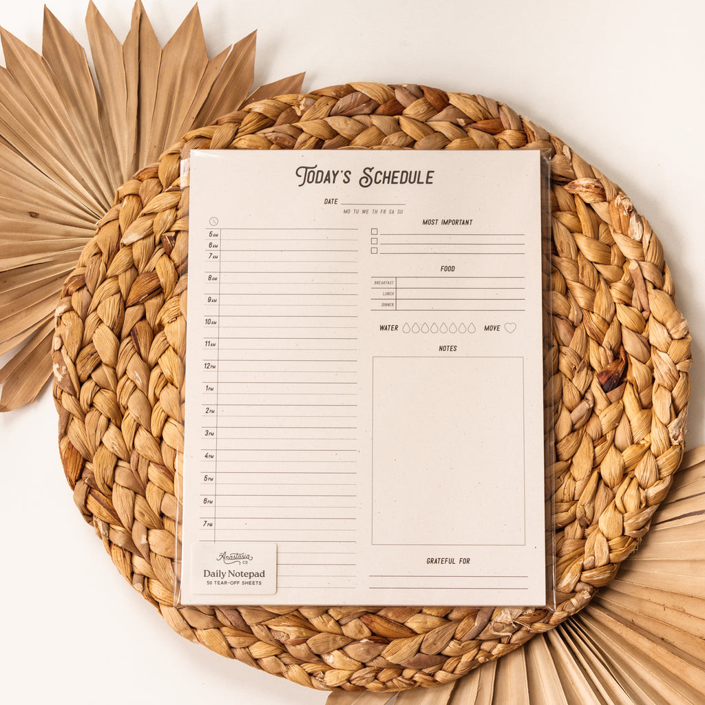 Daily Schedule Planner Notepad – The Anastasia Co.