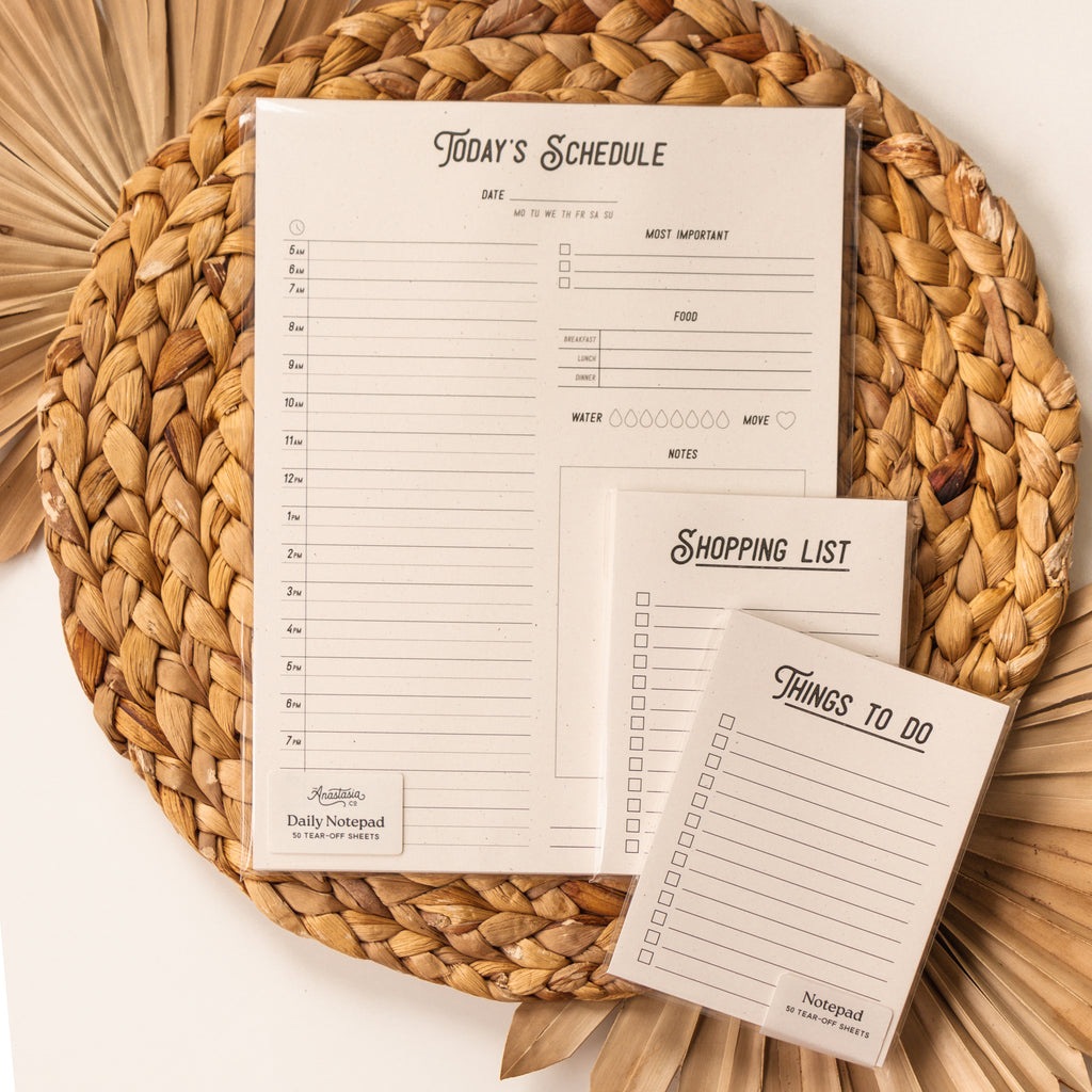 Daily Schedule Bundle - Set of 3 Notepads – The Anastasia Co.