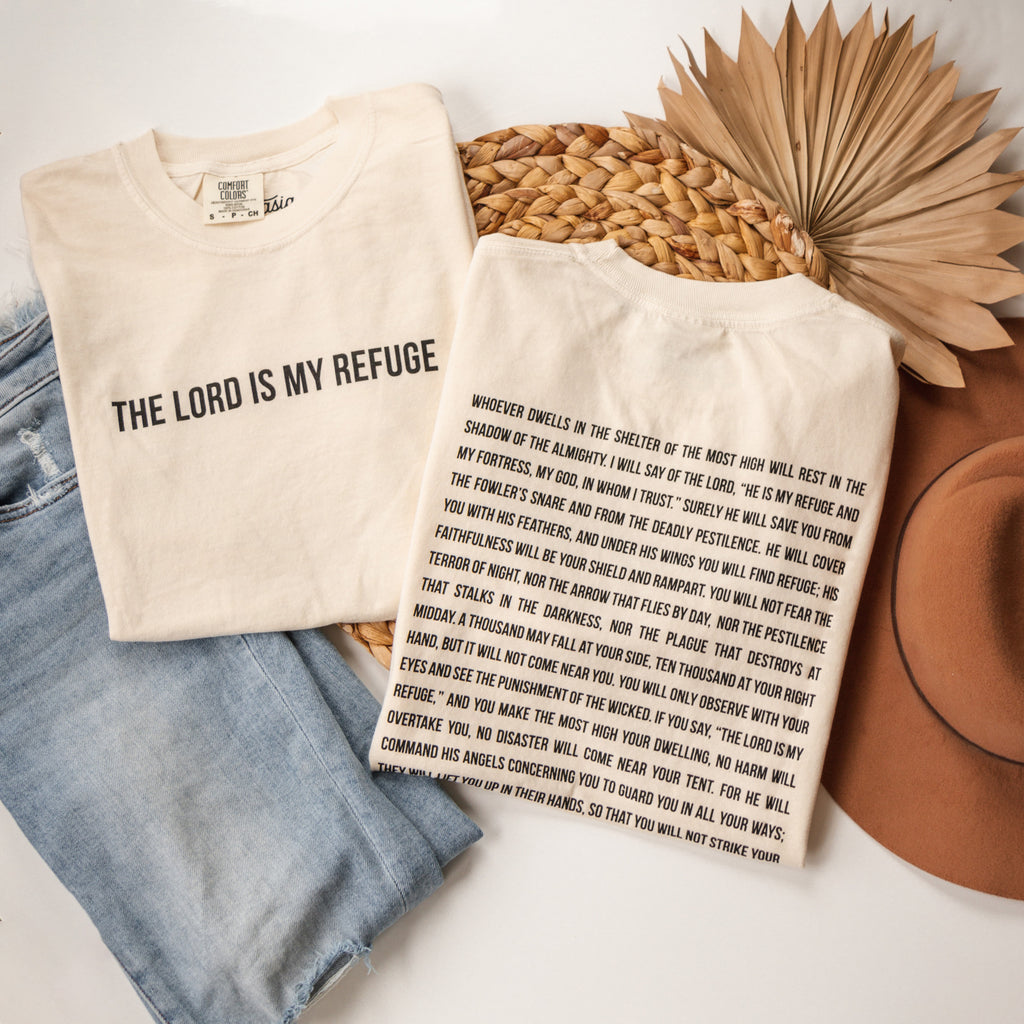 The Lord is My Refuge Psalm 91 Tee - Ivory – The Anastasia Co.